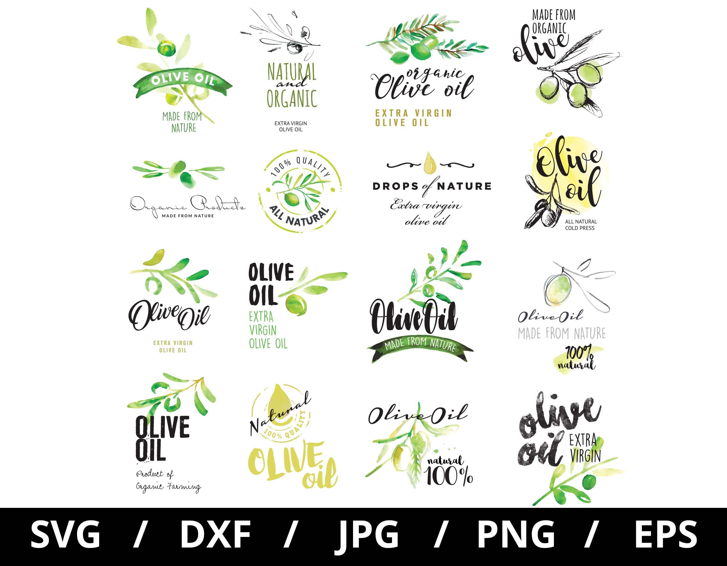 Olive Oil Labels Sets Illustration Svg, Olive Oil Svg, Olive Oil ...