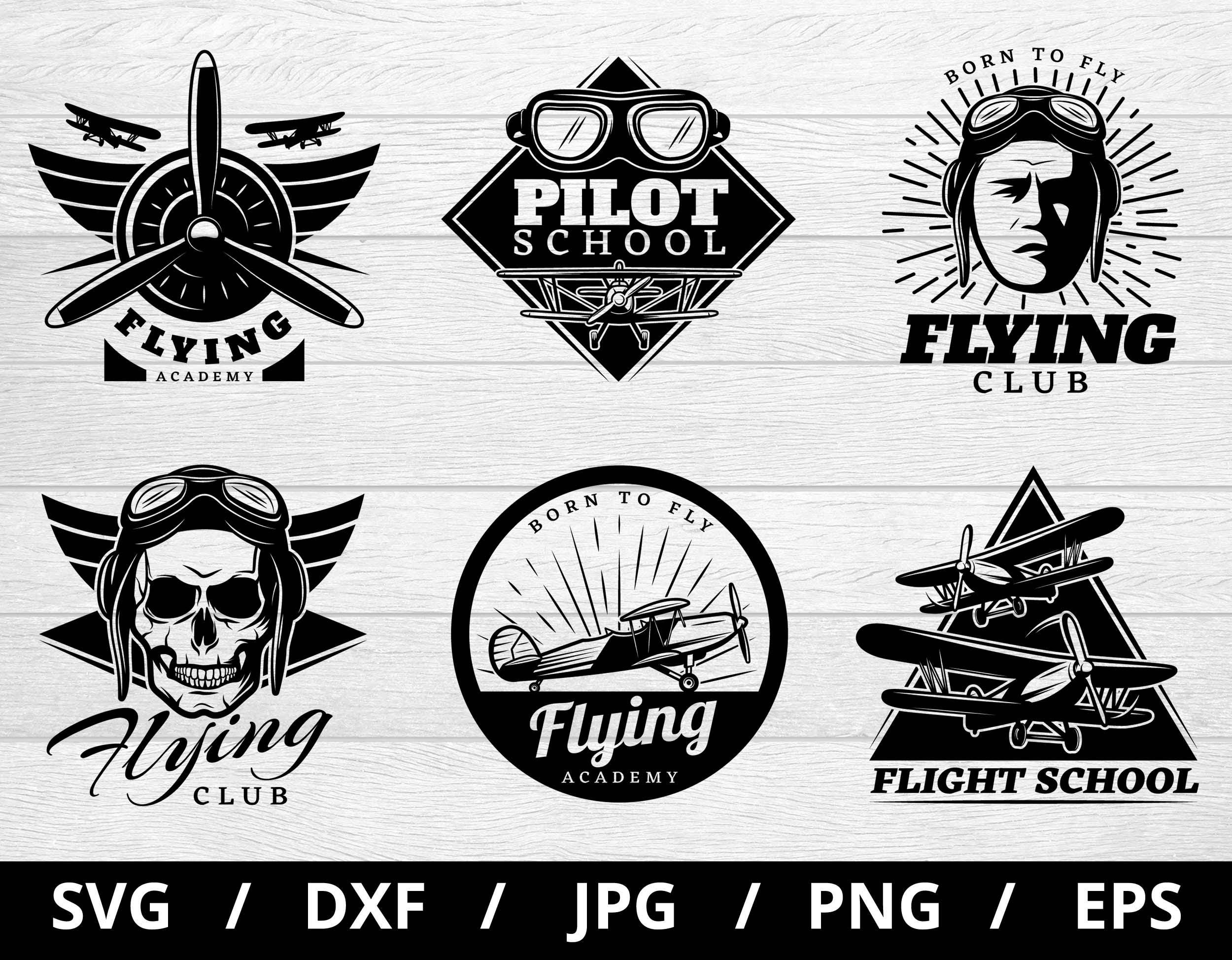 Flight School Logo Sets Collection Illustration Svg, Pilot School ...