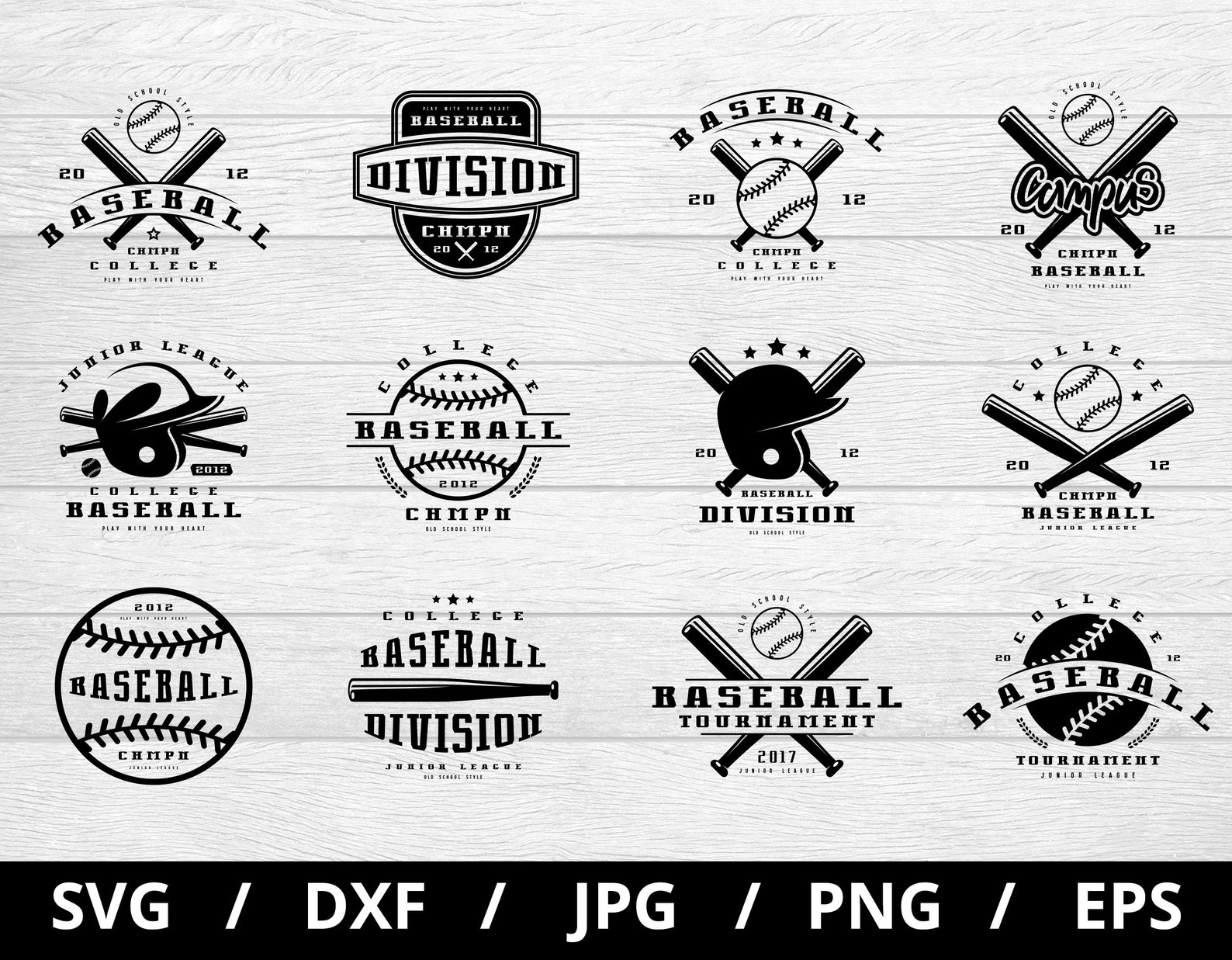 Baseball Tournament Logo Sets Collection Illustration Svg, Baseball ...