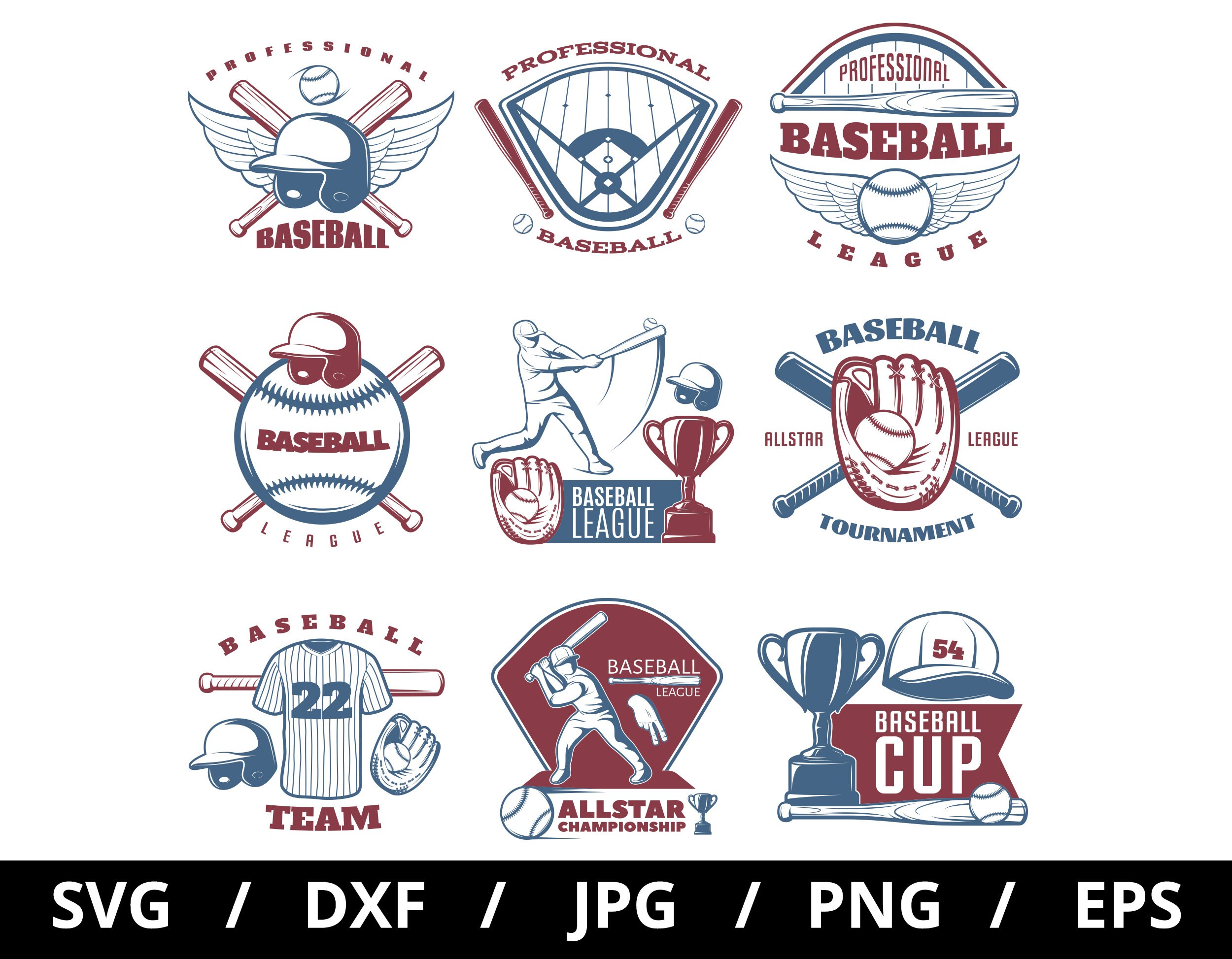 Baseball Team Logo Sets Illustration Svg, Baseball Championship ...