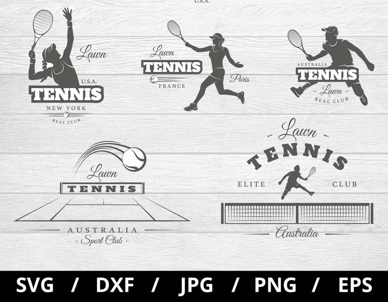 Tennis Club Logo Illustrations, Sports Emblems Icon Set (svg, Eps, Dxf ...