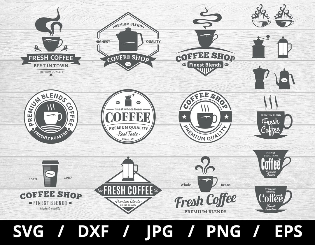 Coffee Shop Logo Sets Collection Illustration Svg, Fresh Coffee Finest ...