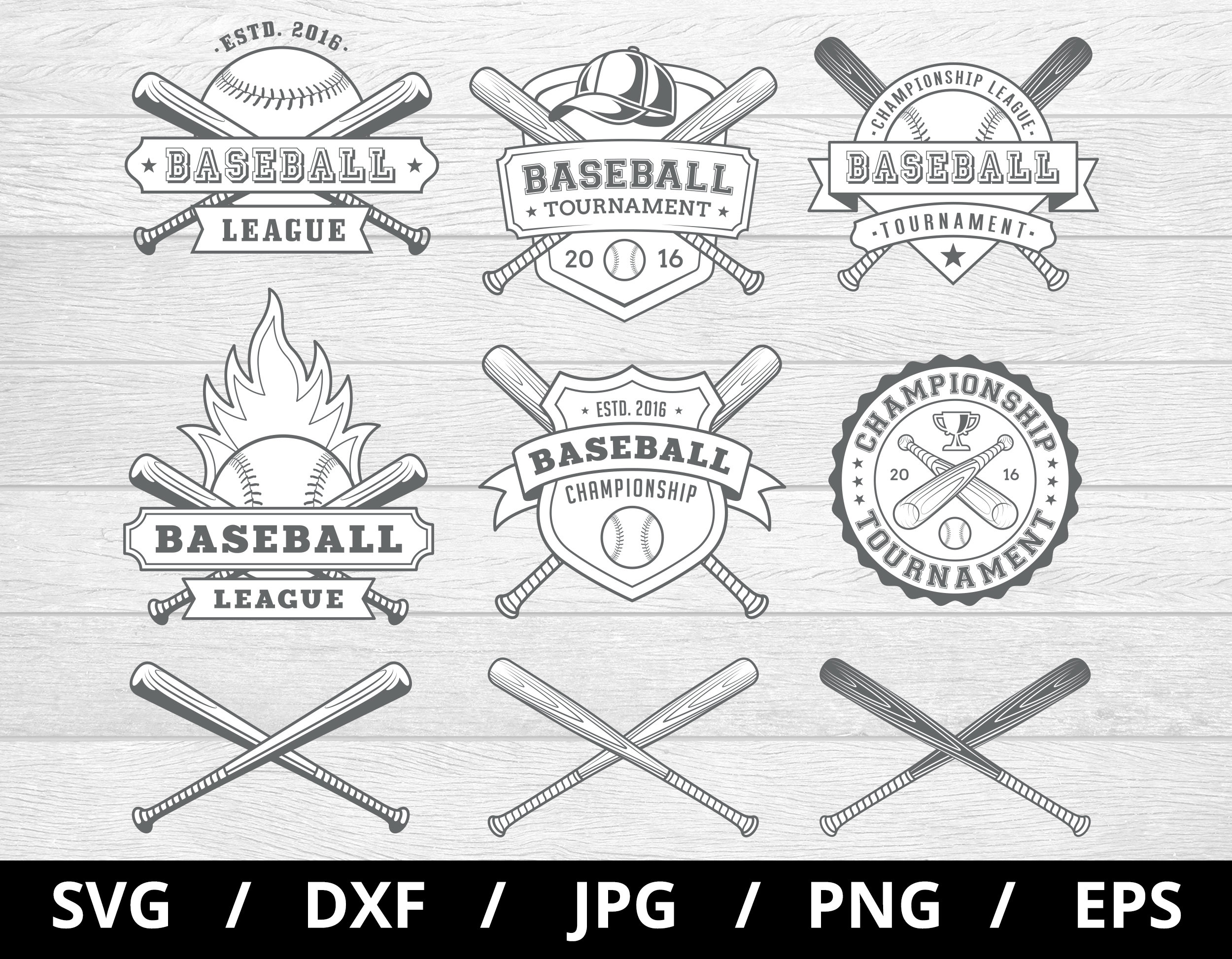 Baseball Tournament Logo Sets Collection Illustration Svg, Baseball ...