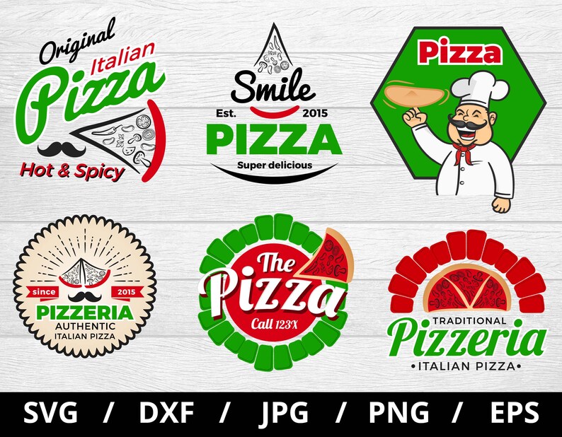 Pizzeria Logo Sets Collection Illustration Svg, Italian Pizza ...