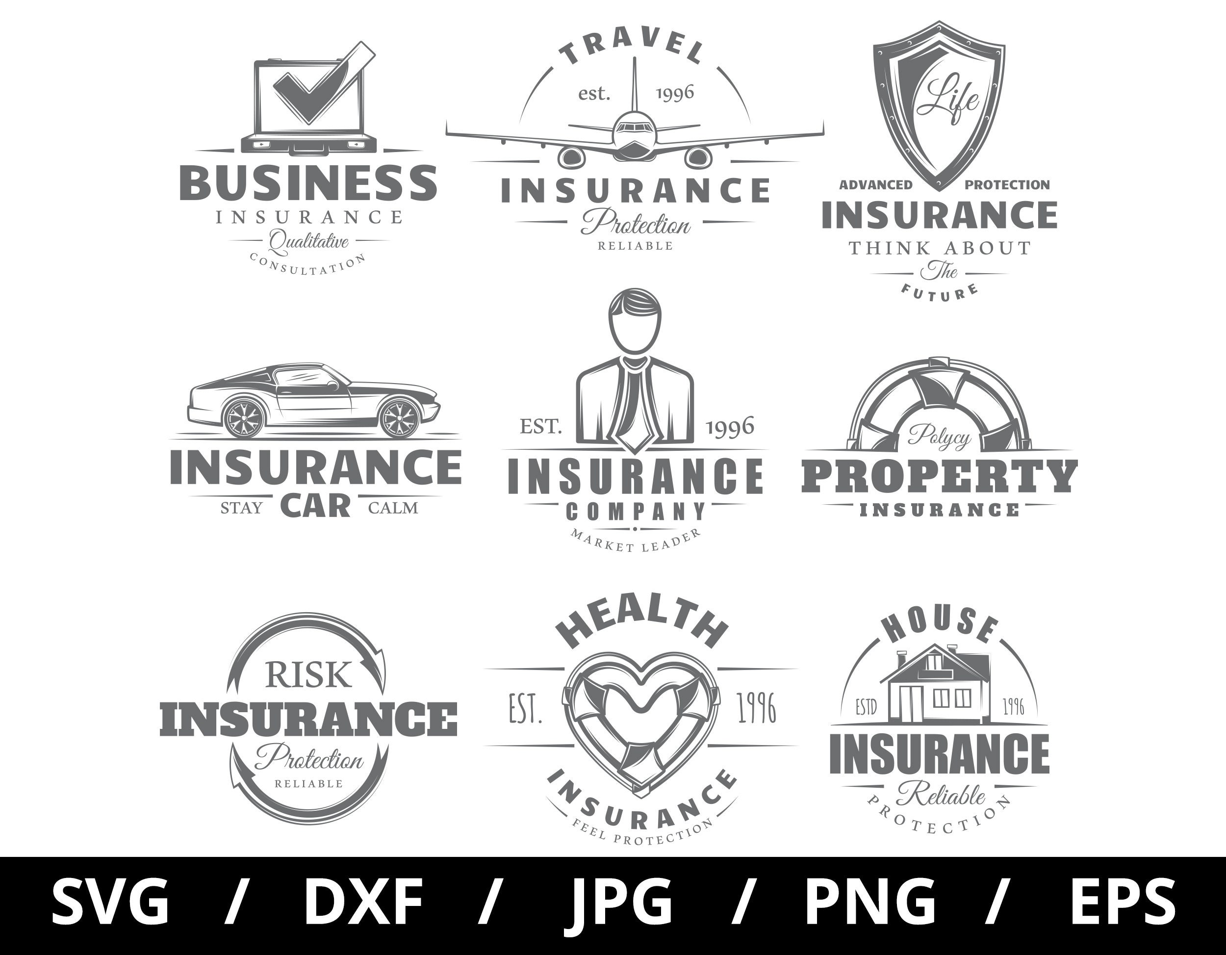 Life Insurance Logo Sets Collection Illustration Svg, Business, Travel ...
