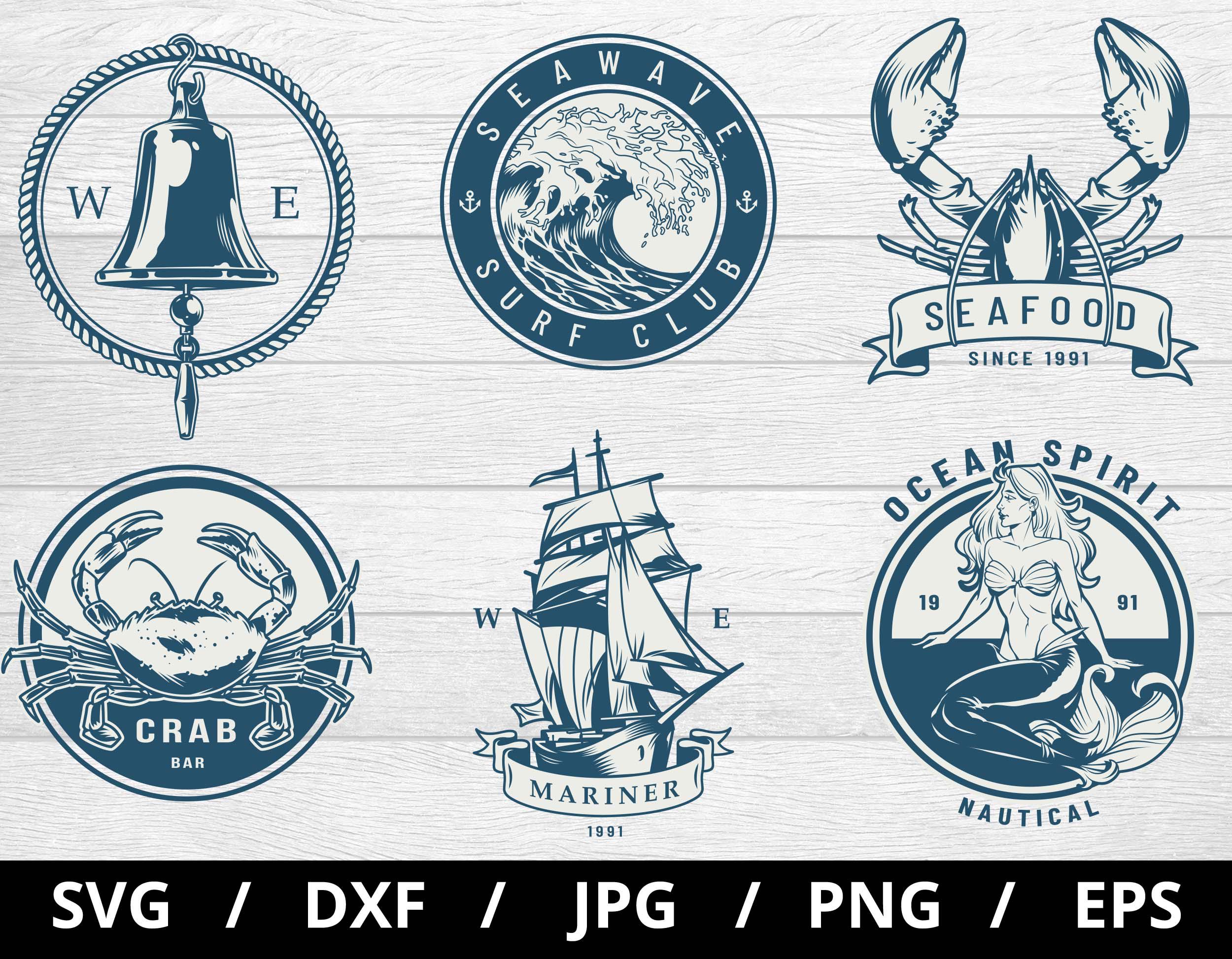 Nautical Labels Logo Sets Collection Illustration Svg, Marine Cruises ...