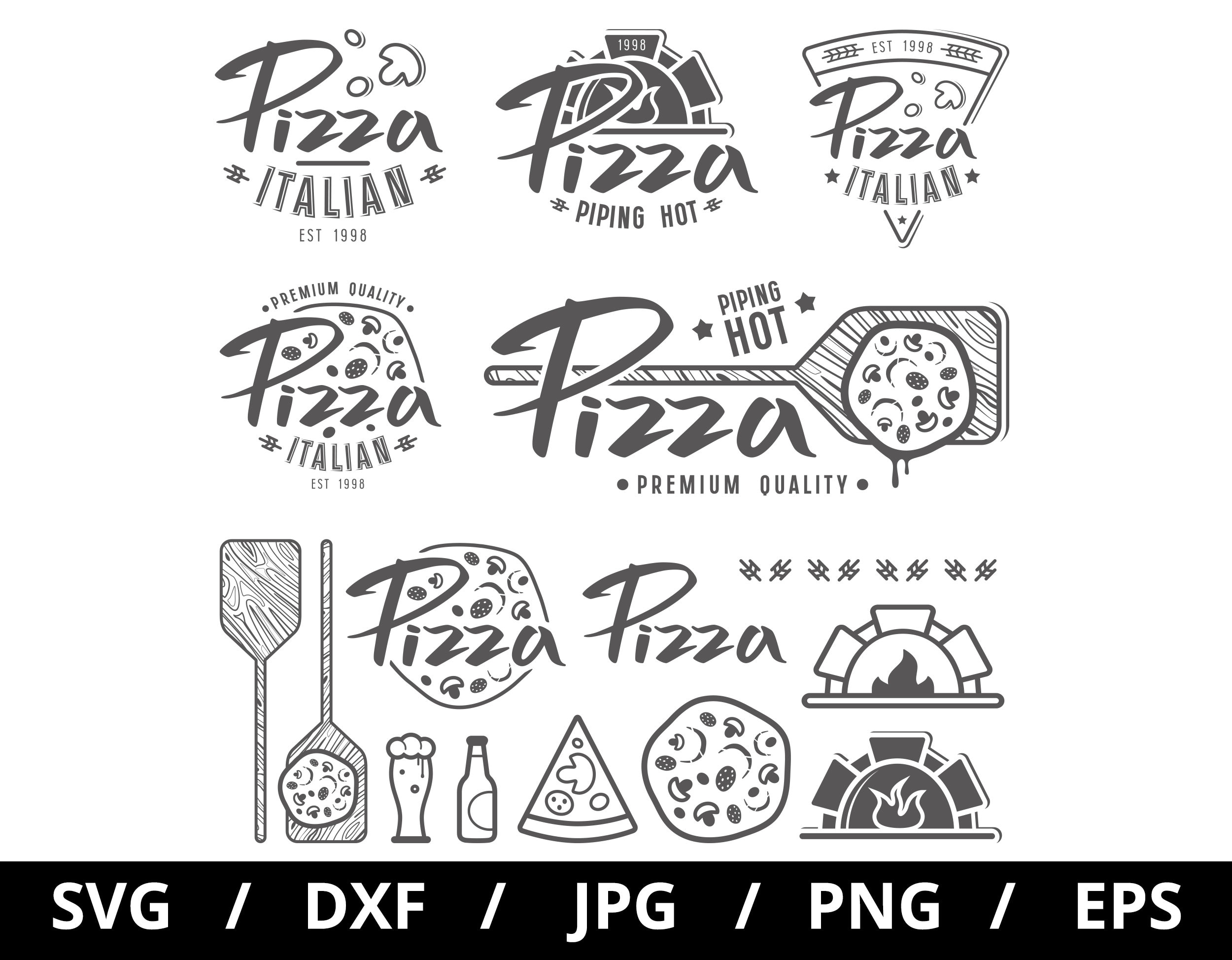Pizzeria Logo Sets Collection Illustration Svg, Italian Pizza ...