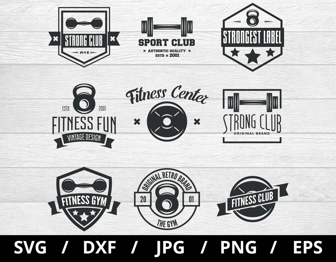 Fitness Gym Logo Sets Illustration Svg, Sports Club, Fitness Center ...