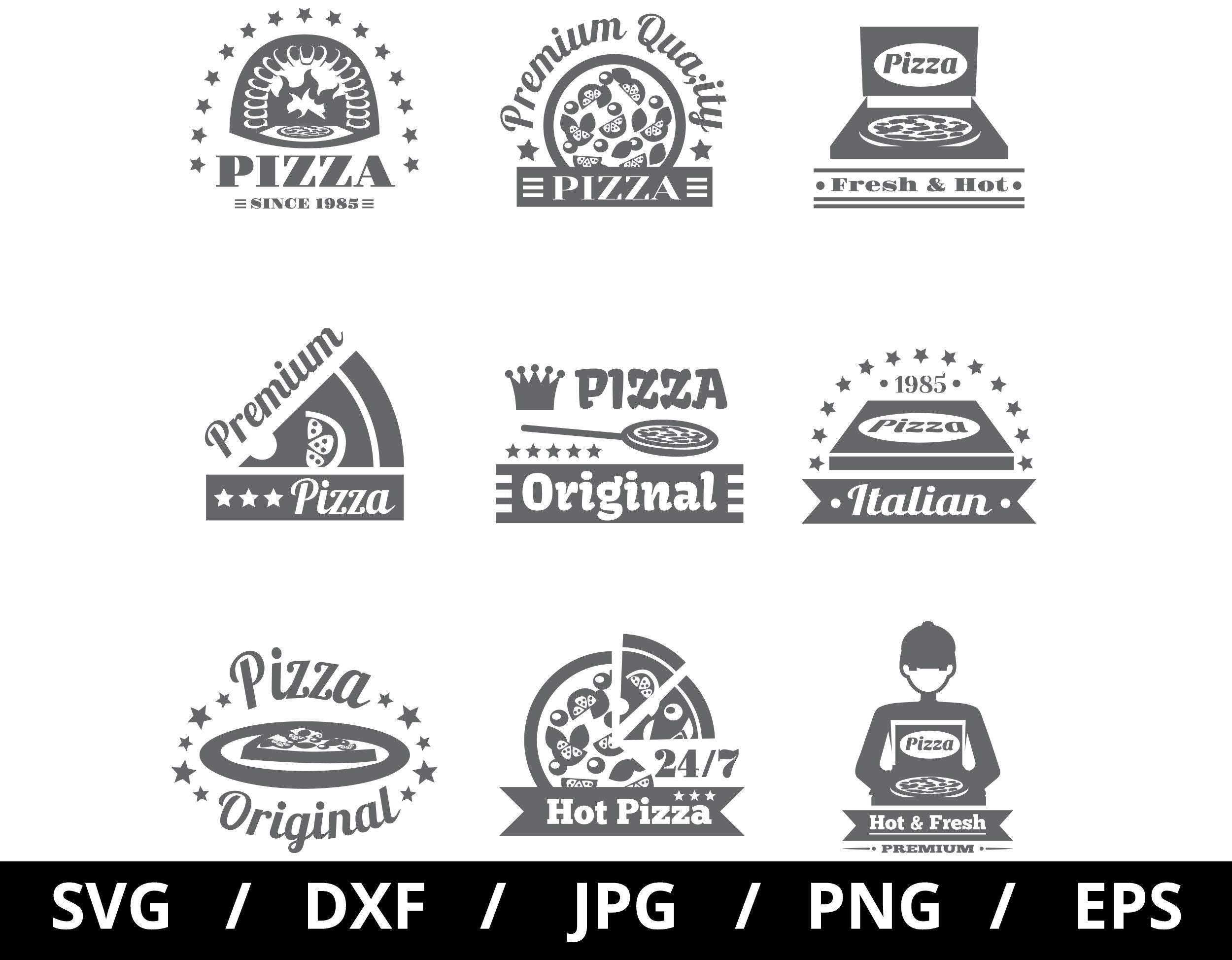 Pizzeria Logo Sets Collection Illustration Svg, Italian Pizza, Pizza ...