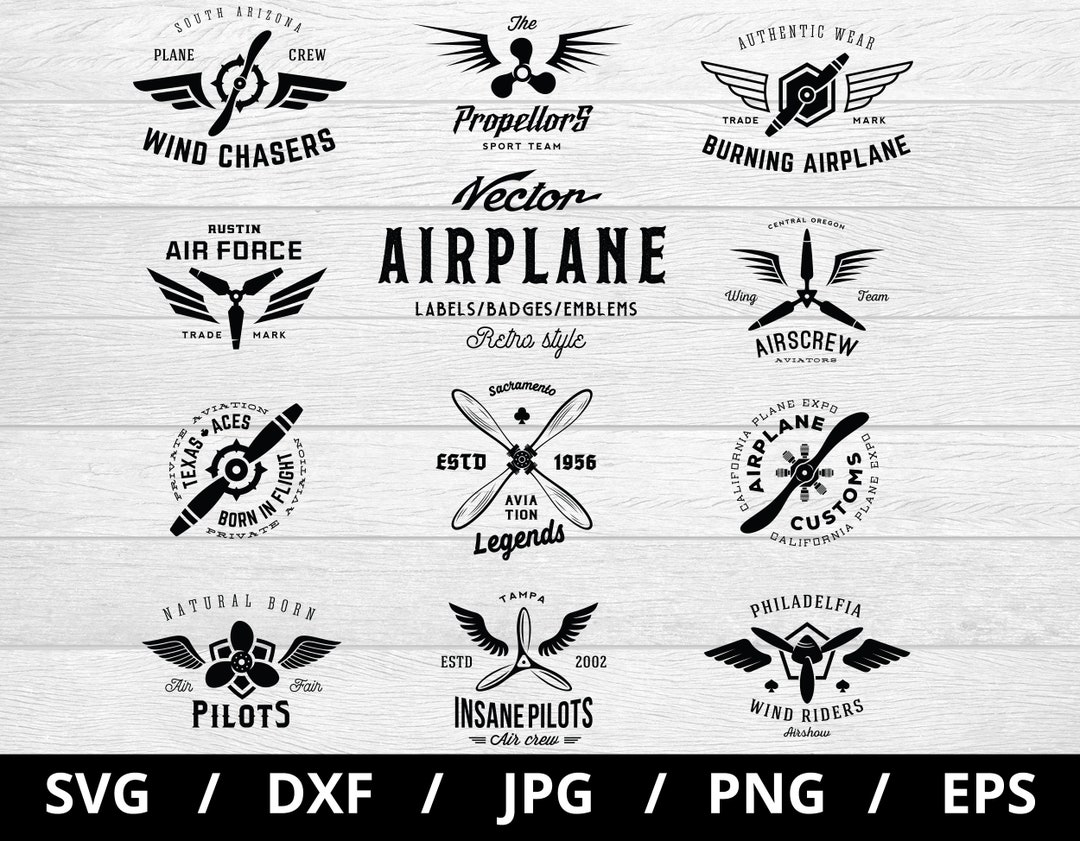 Airplane Logo SVG Collection: Pilot Aviation Emblems (digital Download ...