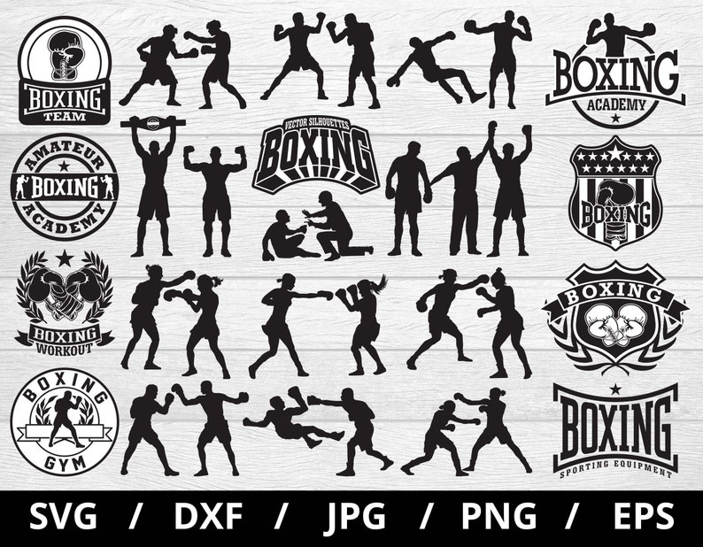 Boxing Team Logo Sets Illustration Svg, Boxing Academy, Boxing Gym ...