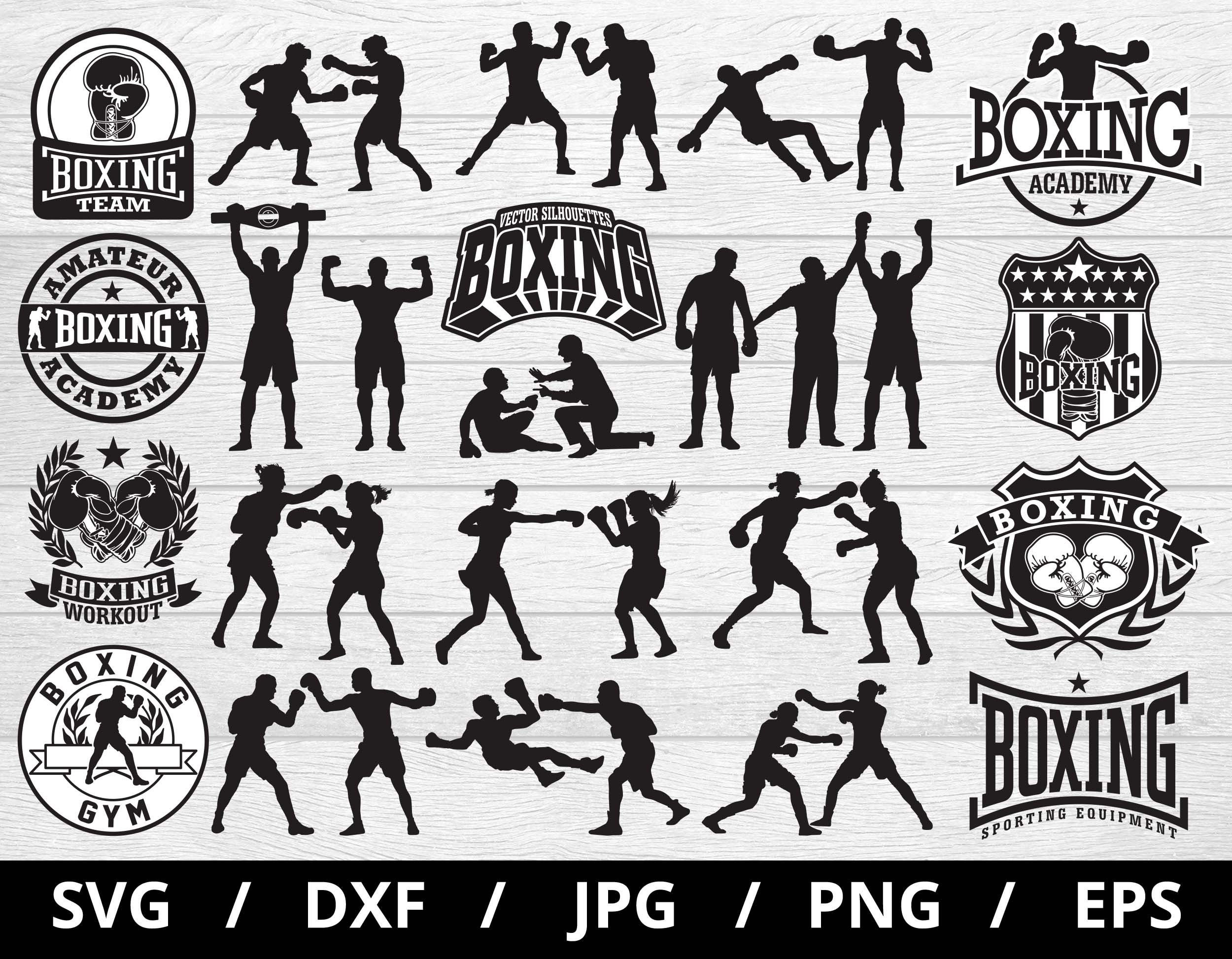 Boxing Team Logo Sets Illustration Svg, Boxing Academy, Boxing Gym ...