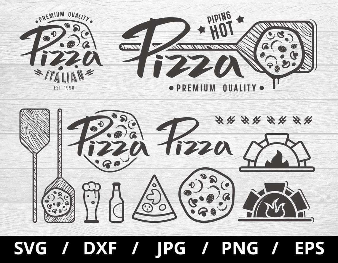Pizzeria Logo Sets Collection Illustration Svg, Italian Pizza ...