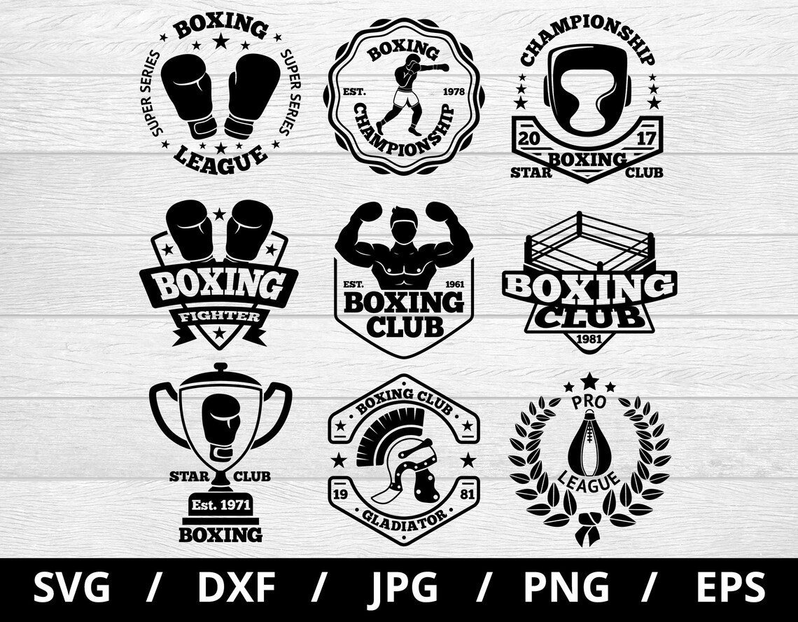 Boxing Club Logo Sets Collection Illustration Svg, Boxing Championship ...