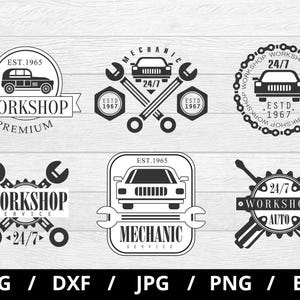Mechanic Station Logo Set, Auto Repair Emblems (svg, Png, Jpg, Eps, Dxf ...