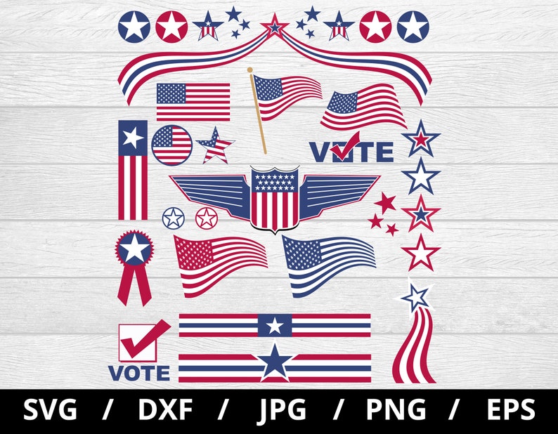 Usa America Flag Sets Design Element Illustration Collection Bundle Svg ...