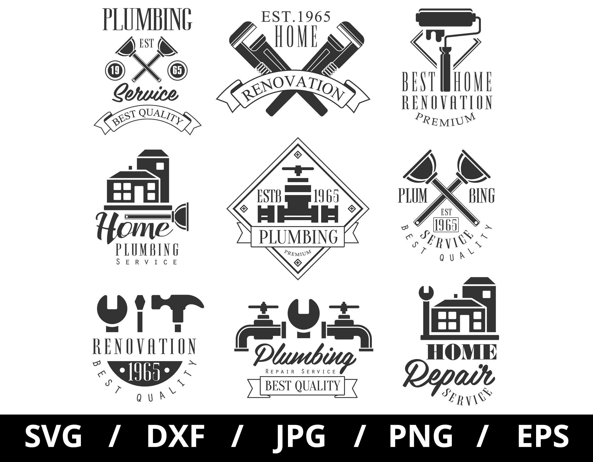 Plumbing Service Logo Sets Illustration Svg, Home Renovation Service ...