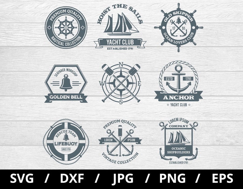 Yacht Club Logo Sets Collection Illustration Svg, Nautical School Svg ...