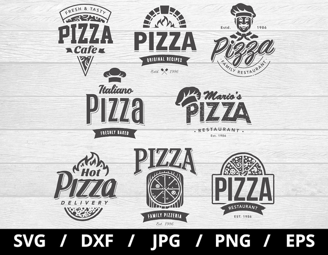 Pizzeria Logo Sets Collection Illustration Svg, Pizza Cafe, Pizza ...