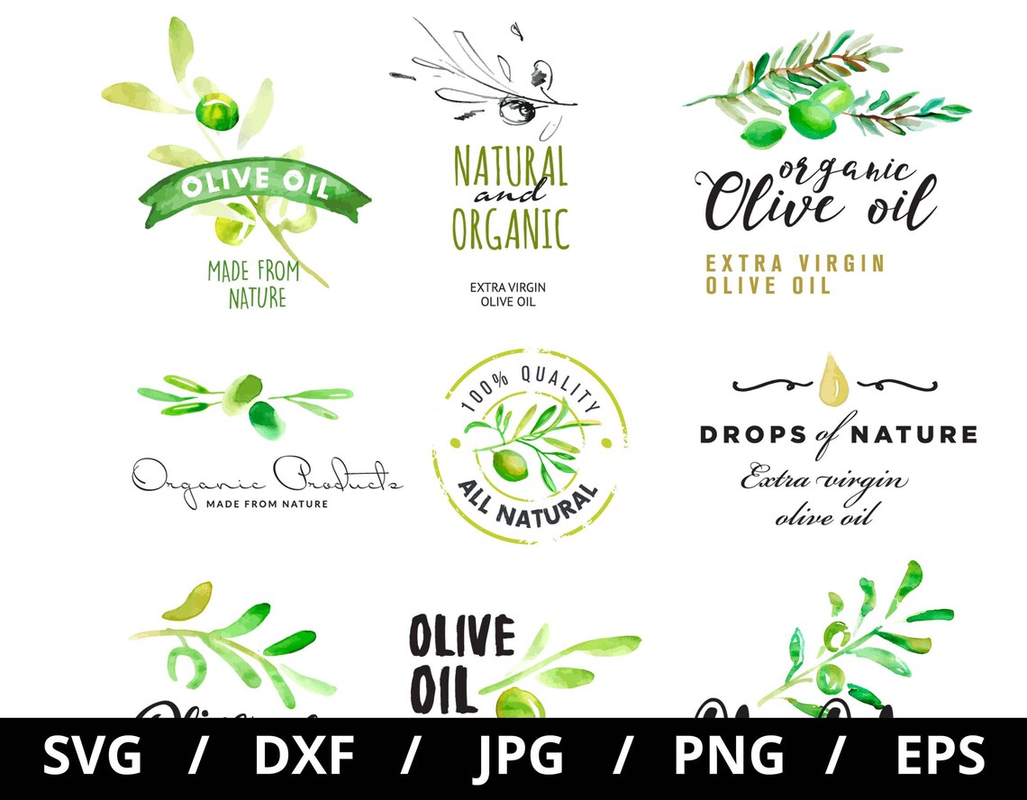 Olive Oil Labels Illustration, Logo Icon Set (svg, Eps, Dxf, Jpg, Png ...