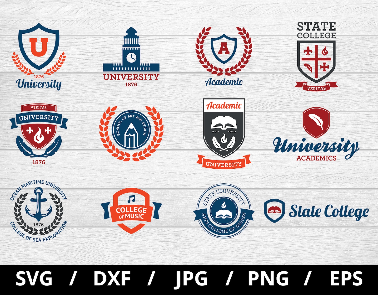 University Logo Sets Collection Illustration Svg, University Academics ...