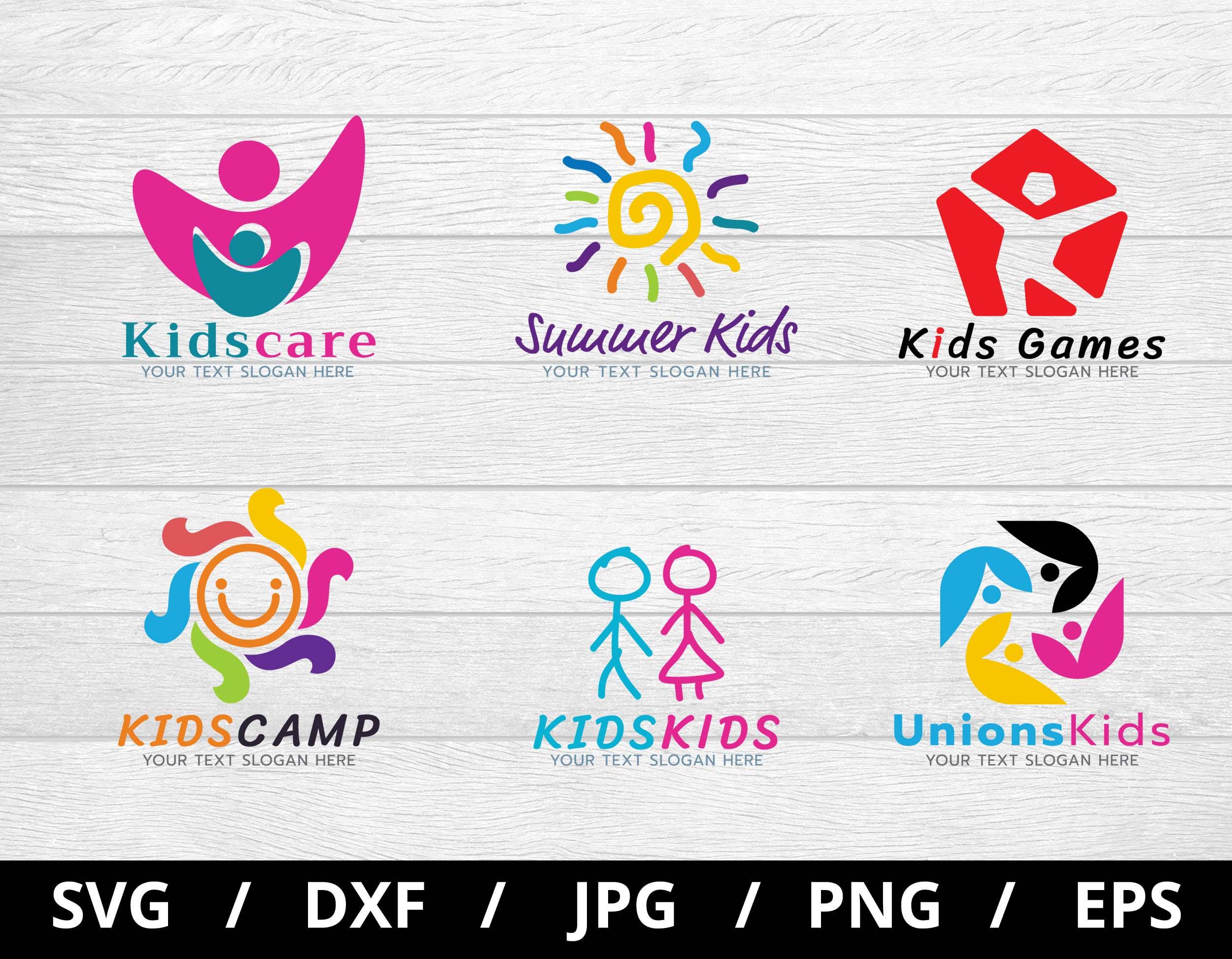 Kindergarten Logo Sets Illustration Svg, Kidscare, Kids Camp, Kids ...