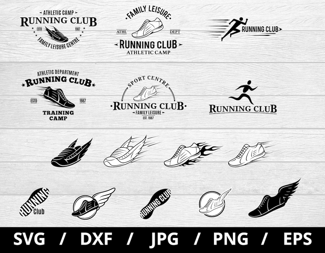 Running Club Logo Sets Illustration Svg, Running Club Sport Center ...