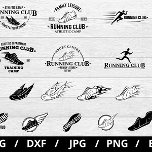 Running Club Logo Set: Athletic Emblems, Icon Badges (SVG, PNG, JPG) - Etsy