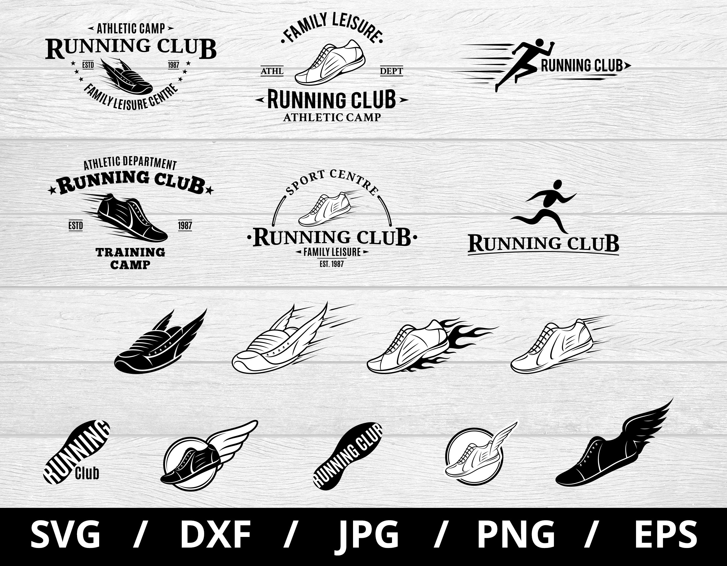 Running Club Logo Sets Illustration Svg, Running Club Sport Center ...