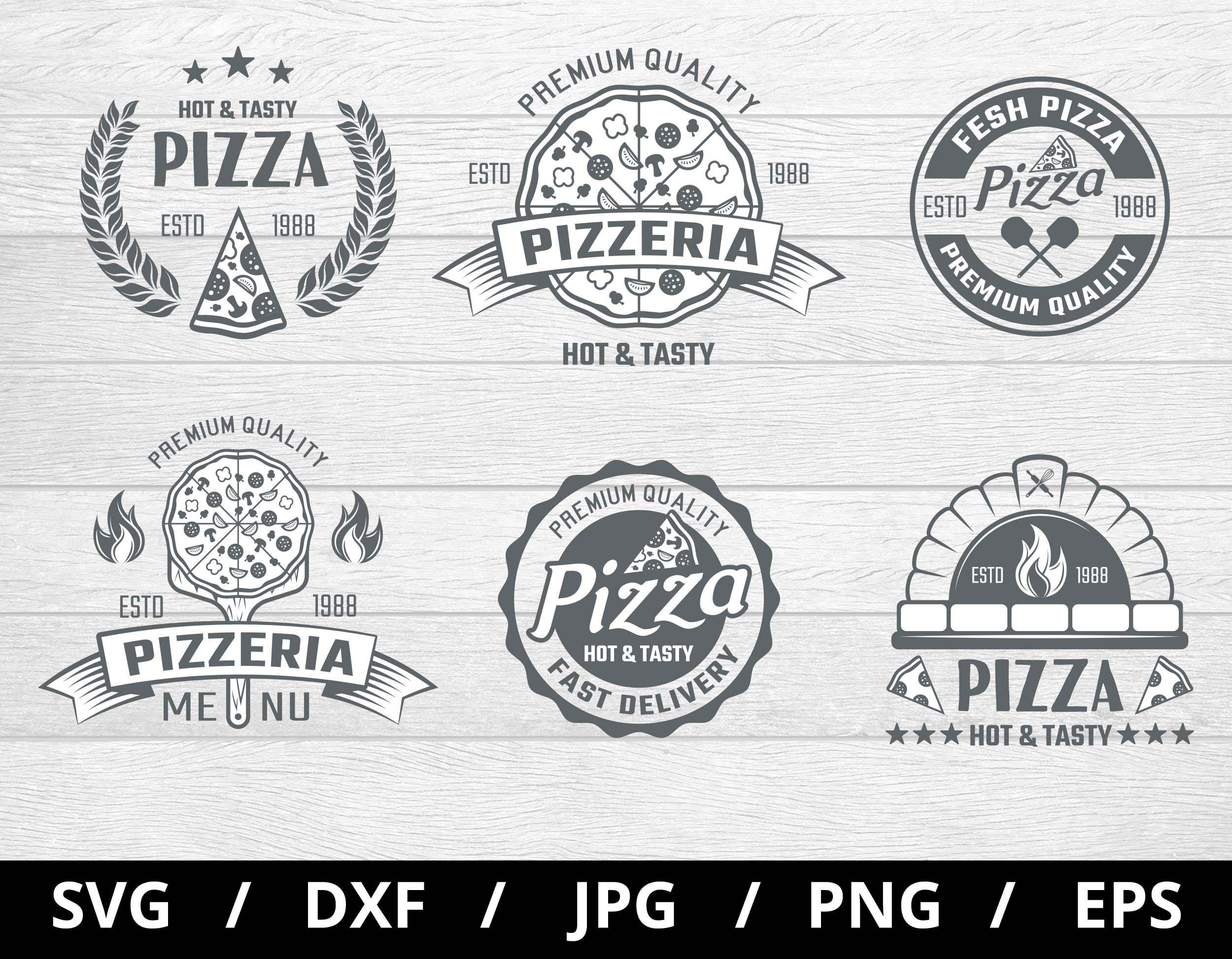 Pizzeria Logo Sets Collection Illustration Svg, Pizza Hot and Tasty ...