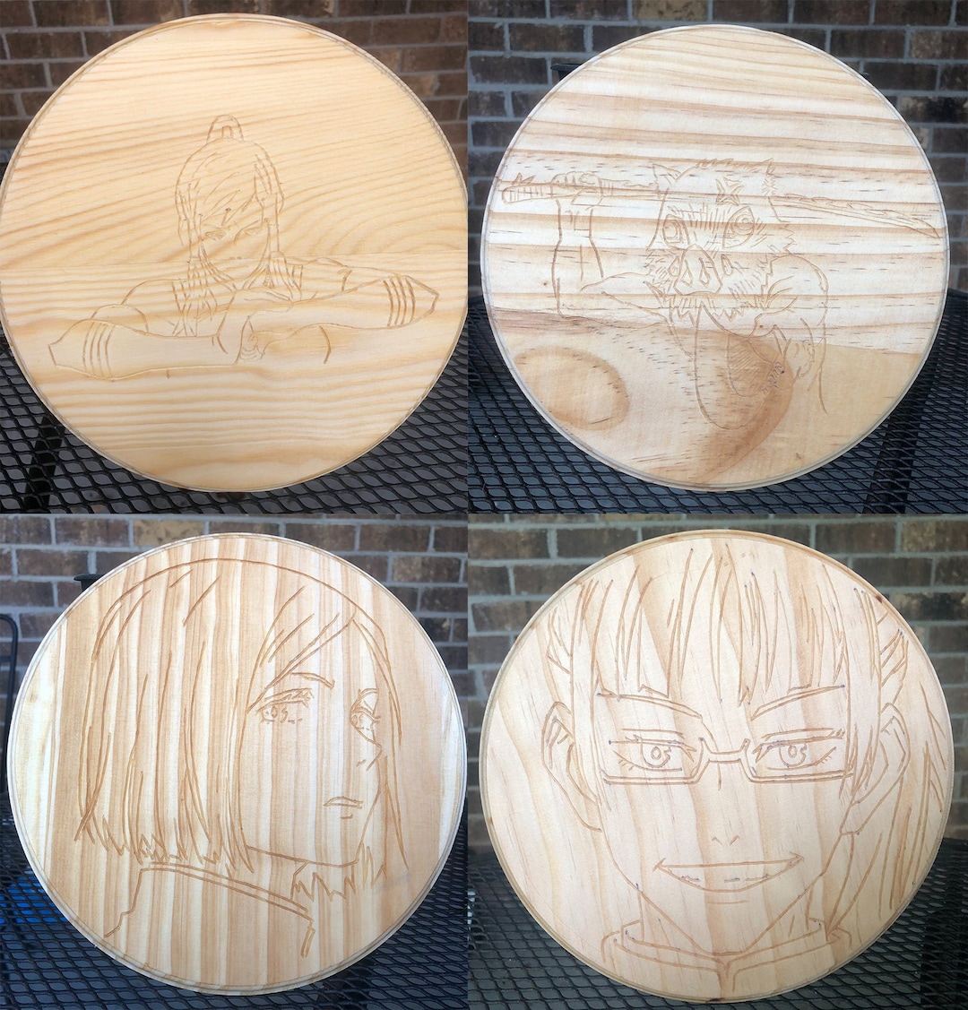 Custom Anime Wood Carving - Stained With Wall Hanging Bracket Attached ...