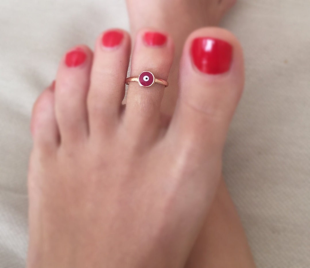 Evil Eye Burgundy Toe Ring, Burgundy Adjustable Toe Ring, Knuckle Ring ...