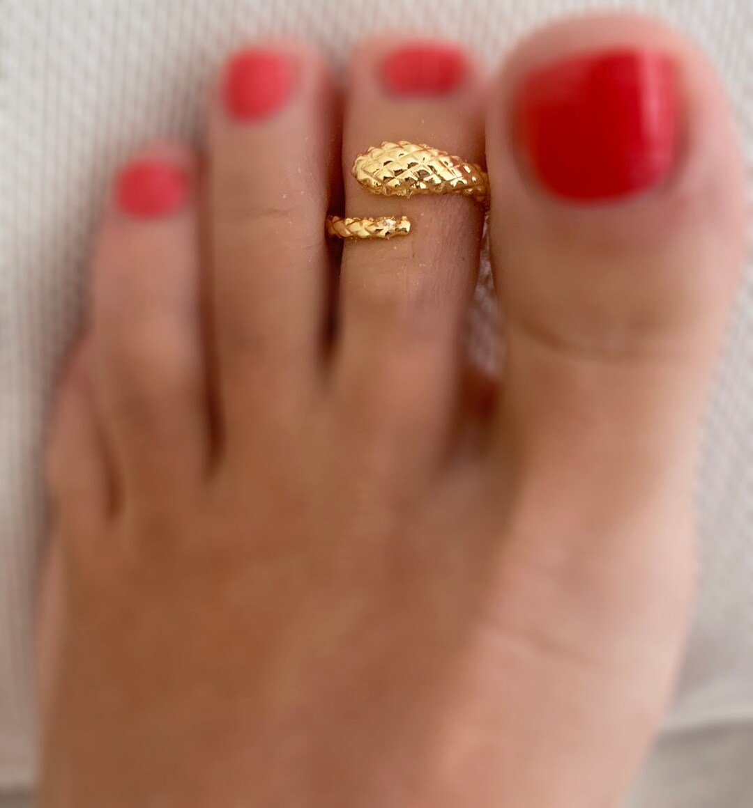 Gold Snake Toe Ring, Minimalist Open Ring, Gold Filled Serpent Ring ...