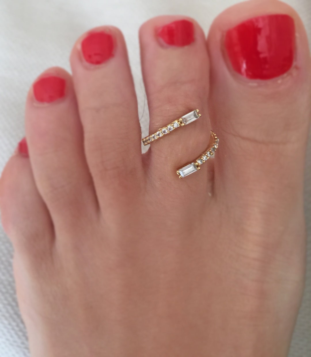 Minimalist Cubic Zirconia Toe Ring, Diamond Adjustable Toe Ring, Twist ...