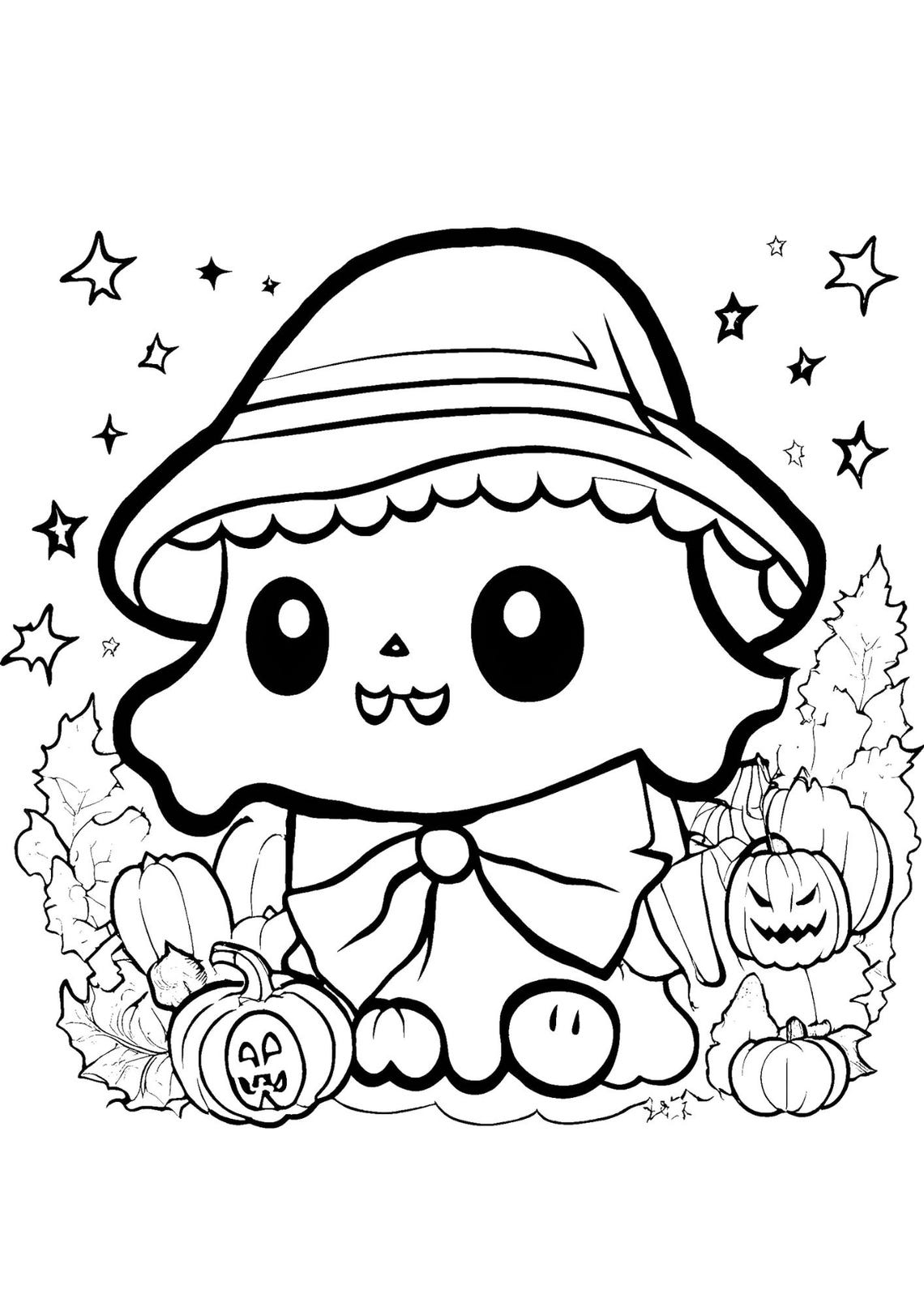 14-page Kawaii Halloween Coloring Book for Kids | Cute & Fun Halloween ...
