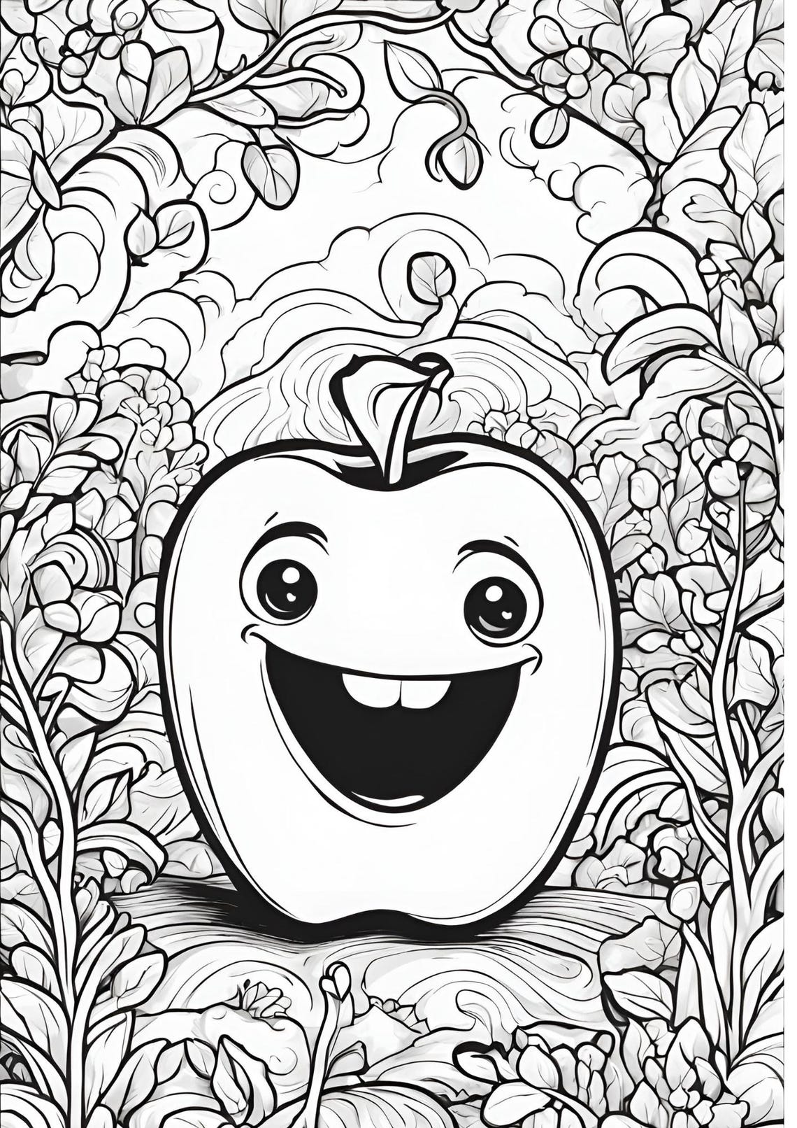 17 Pages of Fun!cute Fruit Coloring Book for Kids -banana, Strawberry ...