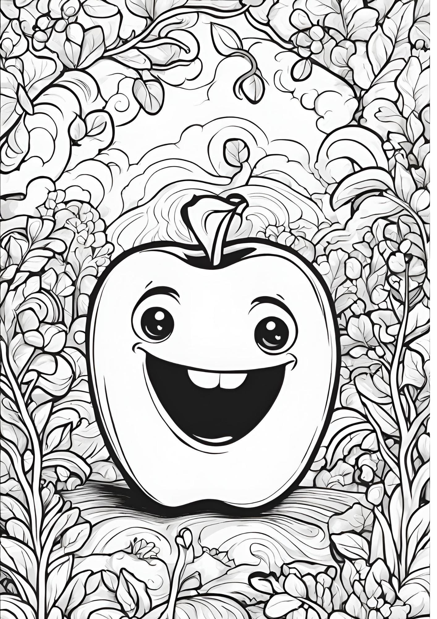 17 Pages of Fun!cute Fruit Coloring Book for Kids -banana, Strawberry ...