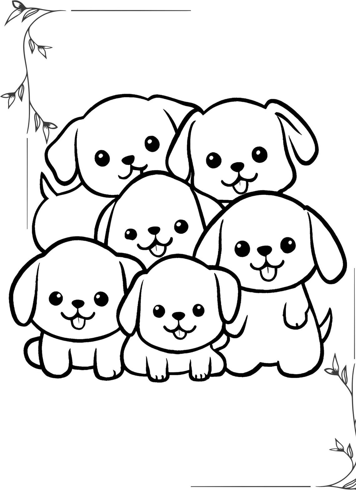 11-page Dog Coloring Book for Kids Adorable Dog Illustrations Printable ...