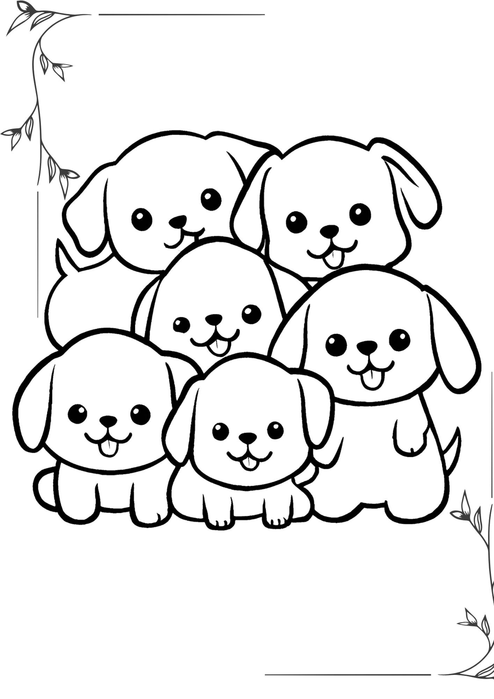 11-page Dog Coloring Book for Kids | Adorable Dog Illustrations ...