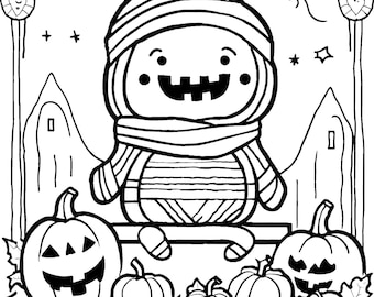 14-page Kawaii Halloween Coloring Book for Kids Cute & Fun Halloween ...
