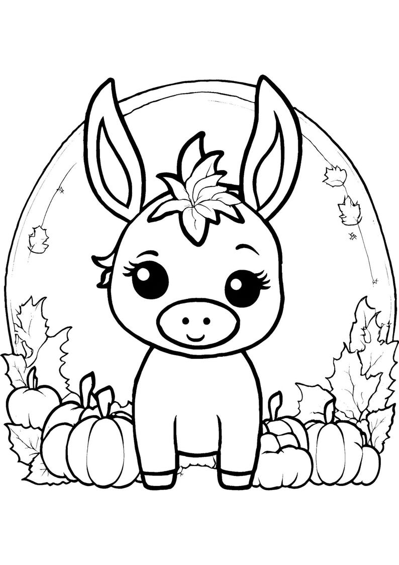 12-page Kawaii Halloween Farm Animals Coloring Book | Cute Adorable ...
