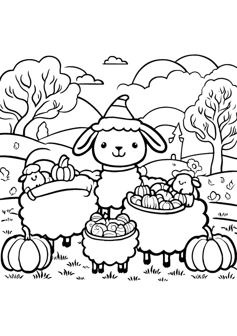 12-page Kawaii Halloween Farm Animals Coloring Book Cute Adorable ...