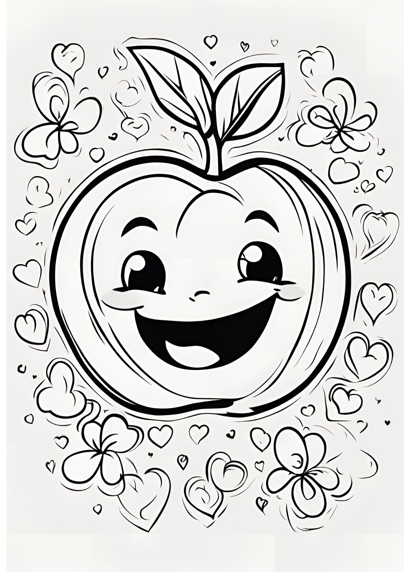 17 Pages of Fun!cute Fruit Coloring Book for Kids -banana, Strawberry ...