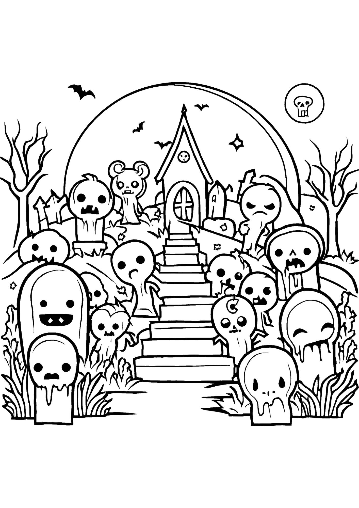 14-page Kawaii Halloween Coloring Book for Kids | Cute & Fun Halloween ...