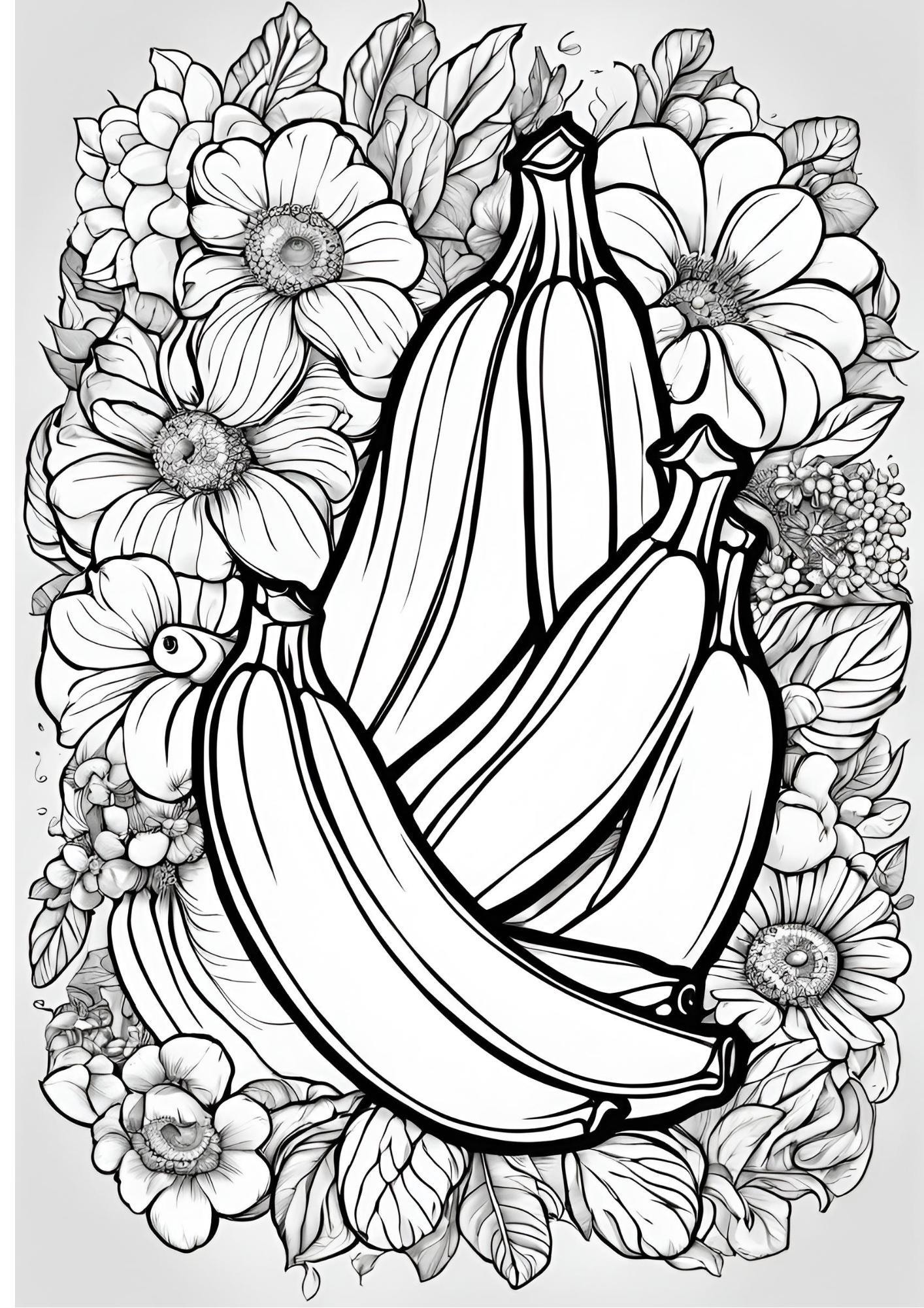 17 Pages of Fun!cute Fruit Coloring Book for Kids -banana, Strawberry ...