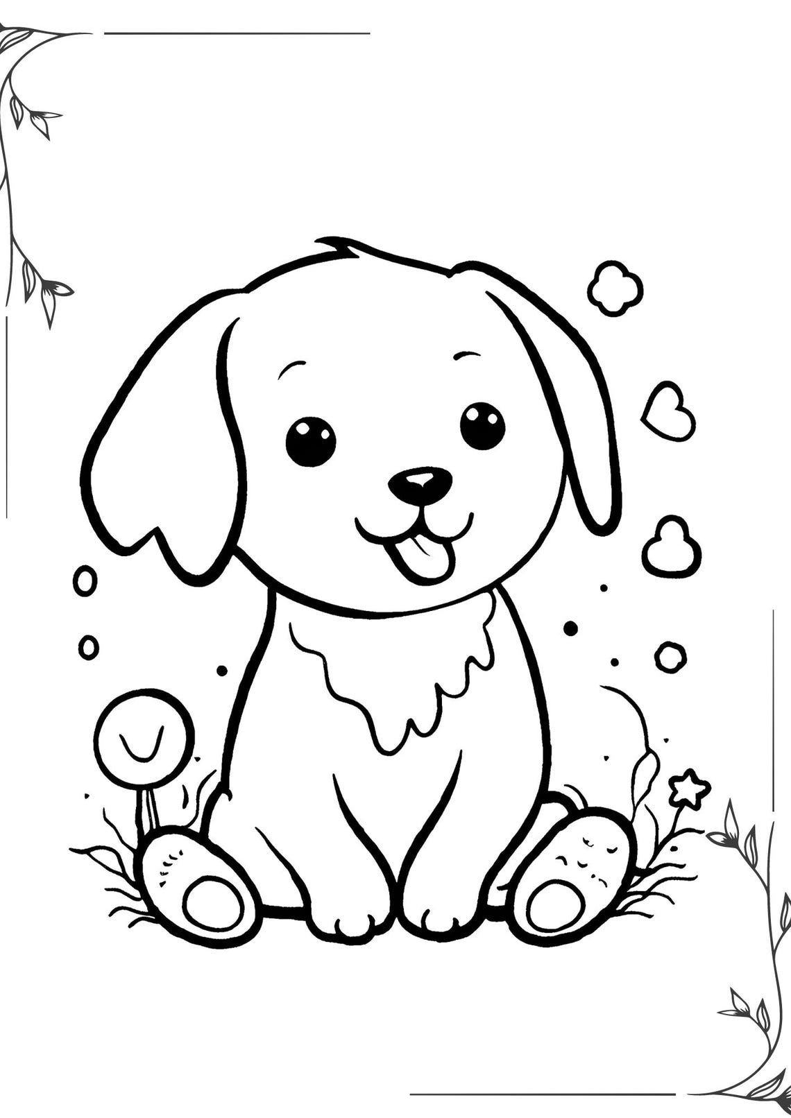 11-page Dog Coloring Book for Kids Adorable Dog Illustrations Printable ...