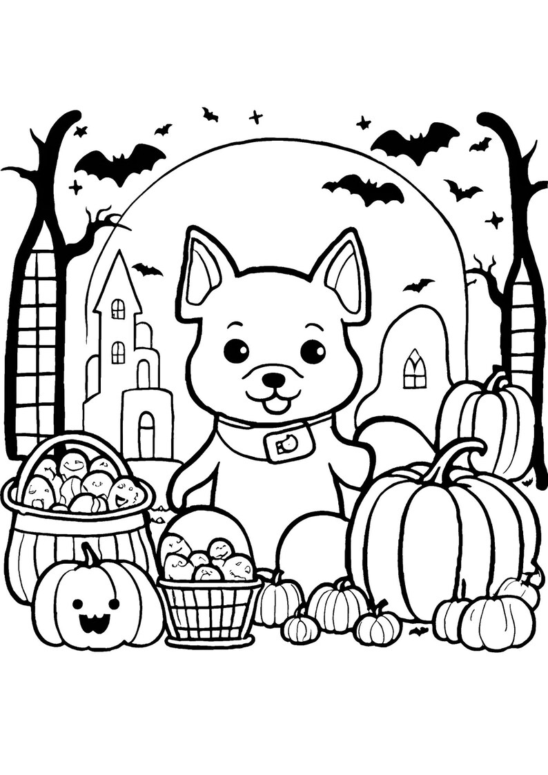 12-page Kawaii Halloween Farm Animals Coloring Book | Cute Adorable ...