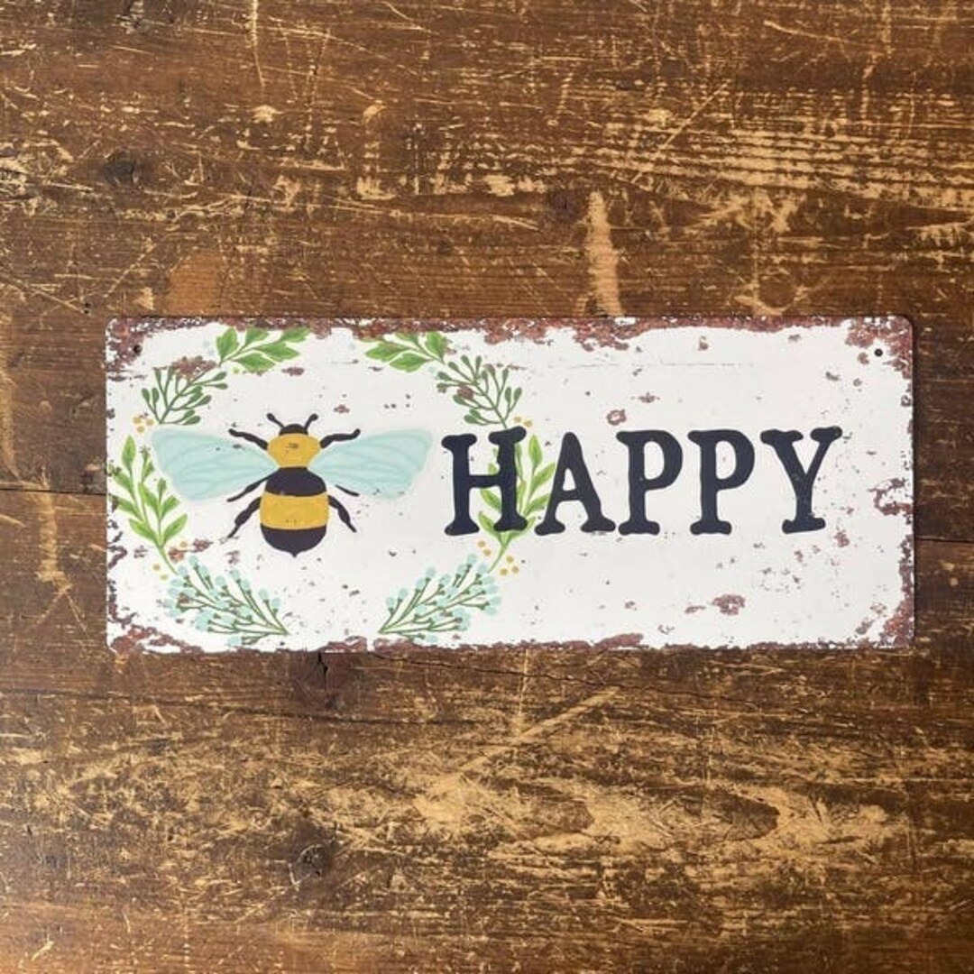 Bee Happy Metal Indoor and Outdoor Wall Sign - Etsy