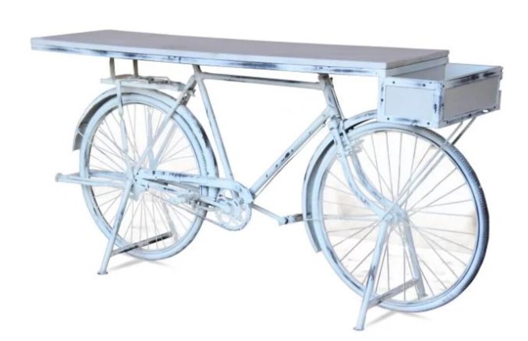 XL Retro Style White Washed Bike / Bicycle Table With Basket - Etsy