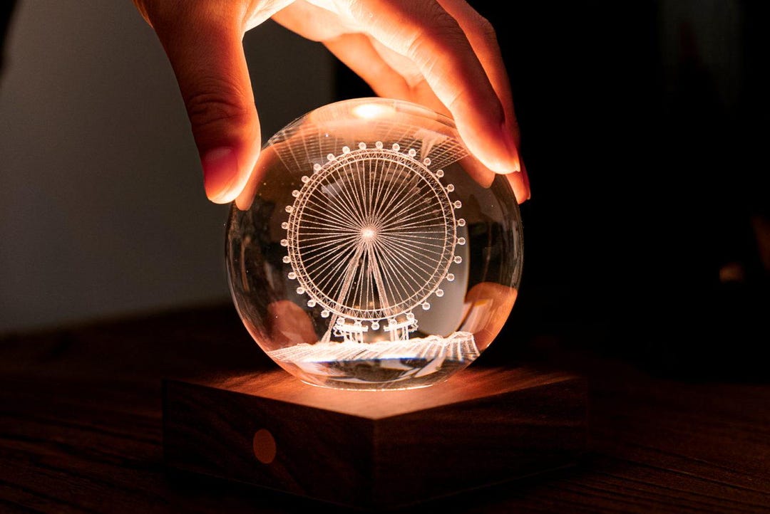 Award Winning Ferris Wheel LED Lit-up Crystal Ball on Wooden Stand - Etsy